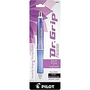 PILOT Dr. Grip Frosted Refillable & Retractable Ballpoint Pen, Medium Point, Purple Barrel, Black Ink, Single Pen (36250)