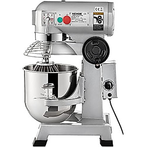 VEVOR Commercial Food Mixer, 10Qt Commercial Mixer with Timing Function, 450W Stainless Steel Bowl Heavy Duty Electric Food Mixer Commercial with 3 Speeds Adjustable, Perfect for Bakery Pizzeria