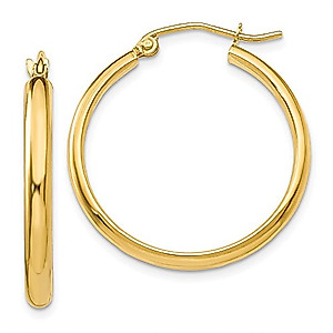 14K Yellow Gold Round Hoop Earrings