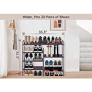 MISSLO Boot Shoe Rack for Closet Shoe 0rganizer 4 Tier Shoe Storage Shelf fits 20-Pair Sneakers for Garage, Entryway, Bedroom Floor, Bronze