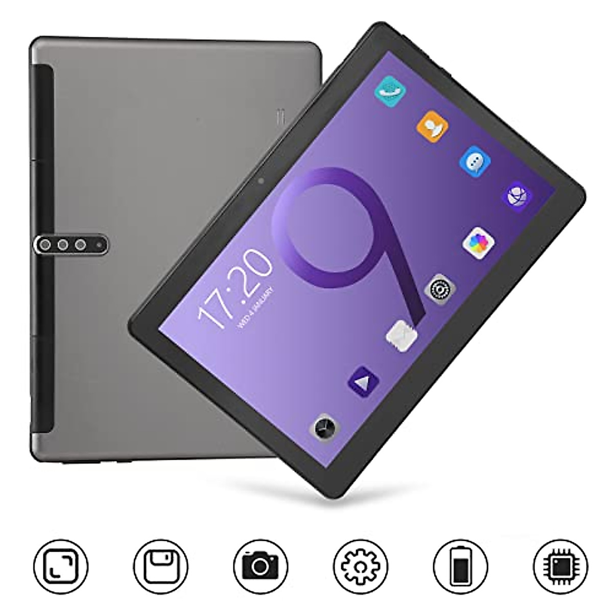 10.1 Inch Display 1080p Full HD Tablet, 4GB RAM 64GB Storage Dual Speakers and Cameras Front 5MP + Rear 13MP for Portable Entertainment 5G WiFi 8800mAh Gray