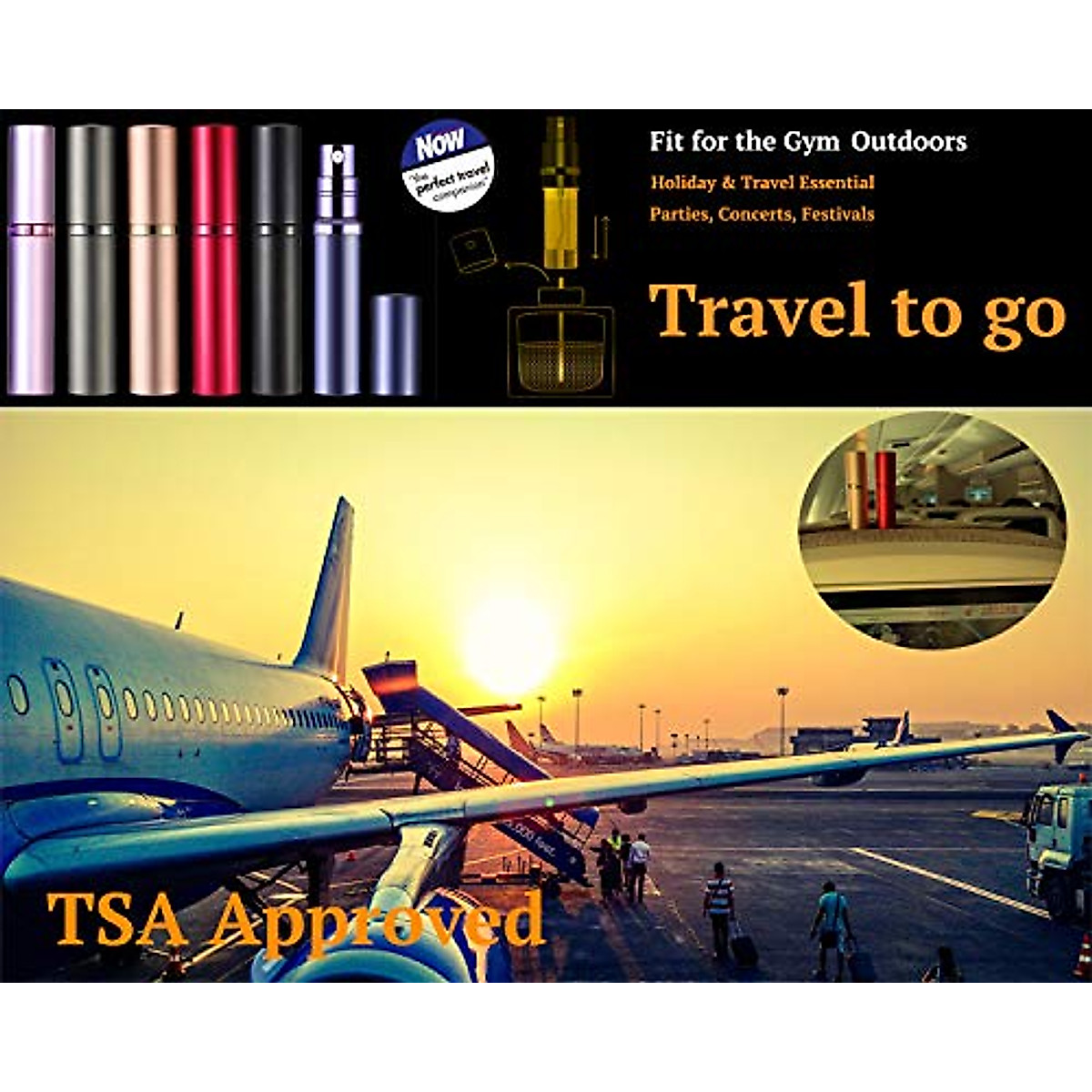 D-LOTUS Refillable Perfume Atomizer 5ml Perfume Bottle, Mini Travel Atomizer Empty Portable Perfume Spray Bottle (Black and Silver)