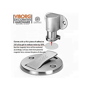 VIBORG Deluxe Solid SUS304 Stainless Steel Casting Adjustable Floor Mount Mounted Magnetic Door Stopper Doorstop Door Stop, RS-40F (1)