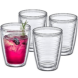 Amazing Abby - Alaska - 16-Ounce Insulated Plastic Tumblers (Set of 4), Double-Wall Plastic Drinking Glasses, All-Clear Reusable Plastic Cups, BPA-Free, Shatter-Proof, Dishwasher-Safe