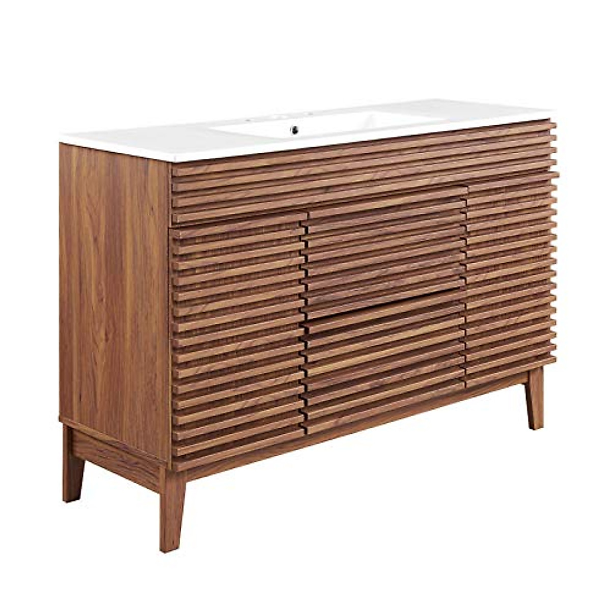 Modway Render Vanity Floor, Single Sink, Walnut White