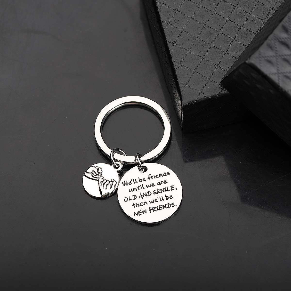 Gzrlyf We'll be Friends until We're Old & Senile then We'll be New Friends Keychain BFF Gifts (forever friends keychain)
