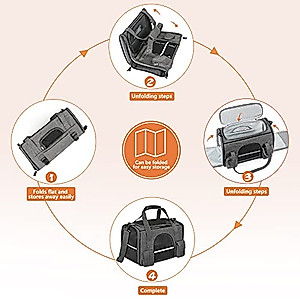 MIYCOO Cat Carrier Soft-Sided Collapsible Pet Carrier Dog Carrier Travel Bag for Dogs Small Medium Cats (Large-Black)