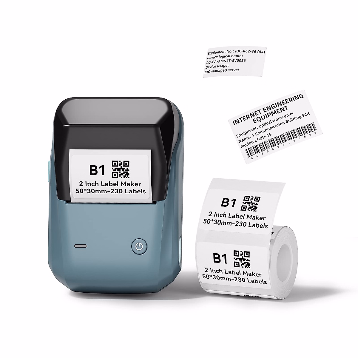 Label Makers B1 Portable Bluetooth Label Maker with Tape, New 2 Inch Thermal Label Printer for Barcode, Clothing, Address, Mailing, Compatible with Smartphone & Computer, with 1pack 50×30mm Label