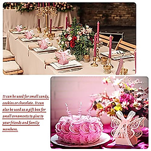 Outus 60 Pieces Butterfly Laser Cut Favor Boxes Cookie Present Boxes with Ribbons Cute Chocolate Box for Wedding Girl Bridal Birthday Party Baby Shower Favors Decoration Supplies (Pink)