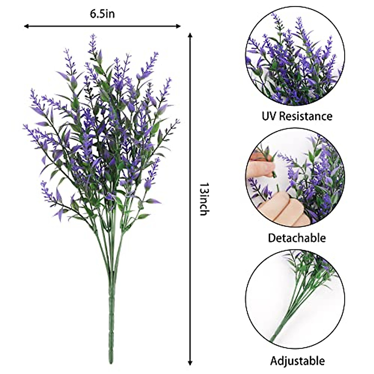 WXBOOM 9pcs Artificial Flowers UV Resistant Faux Plastic Flower Outdoor Fake Lavender Flowers in Bulk Outside Garden Porch Window Hanging Planters Decoration (Purple, White, Magenta)