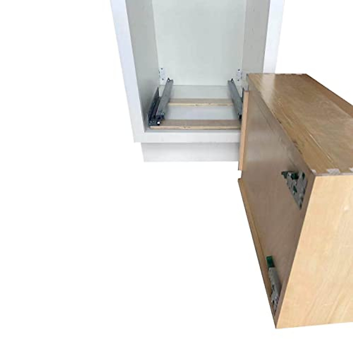 COUVER CabinetRTA Bottom Mount Soft Close Sliding Pull-Out Trash Can Wooden Drawer for Kitchen Cabinet with Dual 45 Quart Capacity Waste Trash Garbage Bins, White