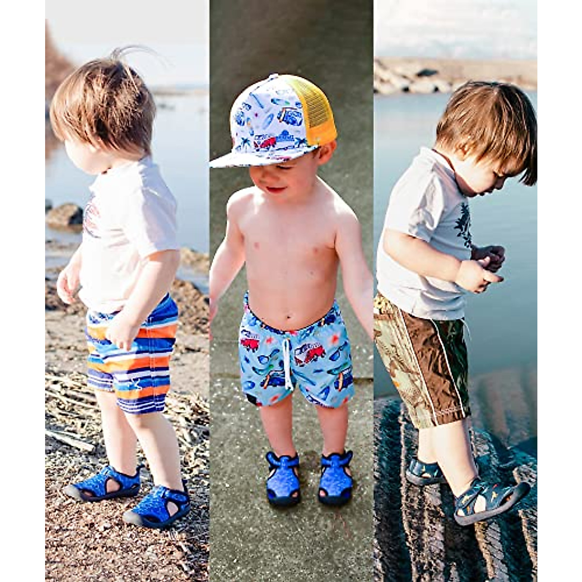 STQ Toddler Boy Water Shoes Quick Dry Slip on Aqua Socks for Beach Swim Pool Sandals Outdoor Dark Blue 8 M US Toddler