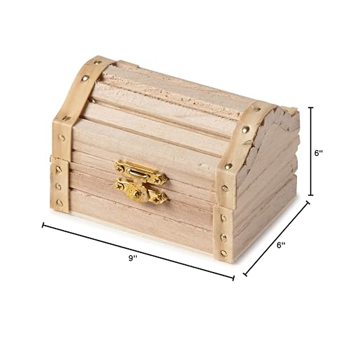 3.5” Unfinished Wood Treasure Chest by Make Market - Ready-to-Decorate Wood Box for Trinkets, Coins, Valuables - Bulk 12 Pack