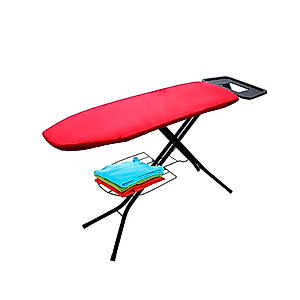 OLOTU Folding Ironing Board with Iron Rest and Clothes Tray, Adjustable Height at 4 Levels, 1 cm Thick Foam, Metal Ironing Board