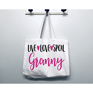 COCOVICI Granny Tote Bag | Grandma Gifts | Granny Gifts | Granny Christmas Gift | Christmas Gift from Grandkids (Live Love Spoil Granny Pink/Black Font)
