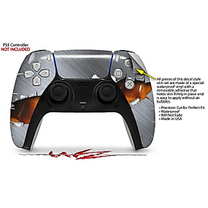 WraptorSkinz Skin Wrap compatible with Sony PS5 DualSense Controller Ripped Metal Fire (CONTROLLER NOT INCLUDED)