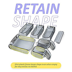 BAGSMART Keep Shape Packing Cubes, 7 Set Packing Cubes for Travel, Lightweight Travel Cubes for Packing, Suitcase Organizer Bags Set for Travel Essentials Grey