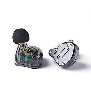 YINYOO KZ ZSN 1BA 1DD Over Ear Earbuds Wired Earphones Without Microphone Hybrid Balanced Armature Driver Dynamic Drivers & 3.5mm Audio Plug Detachable Cable(Black Without mic)