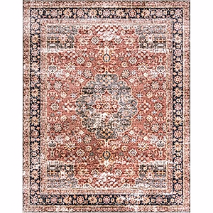 nuLOOM Emelina Traditional Persian Machine Washable Area Rug, 5x8, Red