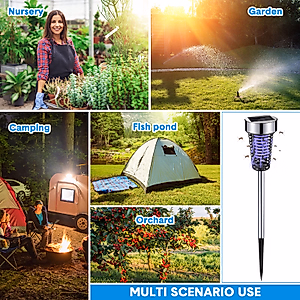 Qualirey 4 Pack Solar Bug Zapper Outdoor Mosquito Waterproof LED Light Mosquito Repellent/Killer Bug Zapper for Indoor Outdoor Patio Yard