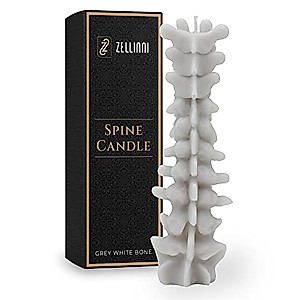Zellinni Spine Candle for Gothic Decor - Premium Unscented Soy Candle w/ Cotton Wick for Clean Burn - Goth Room Decor Vertebra Candles for Parties, Home, Rituals - Halloween Decorations Indoor