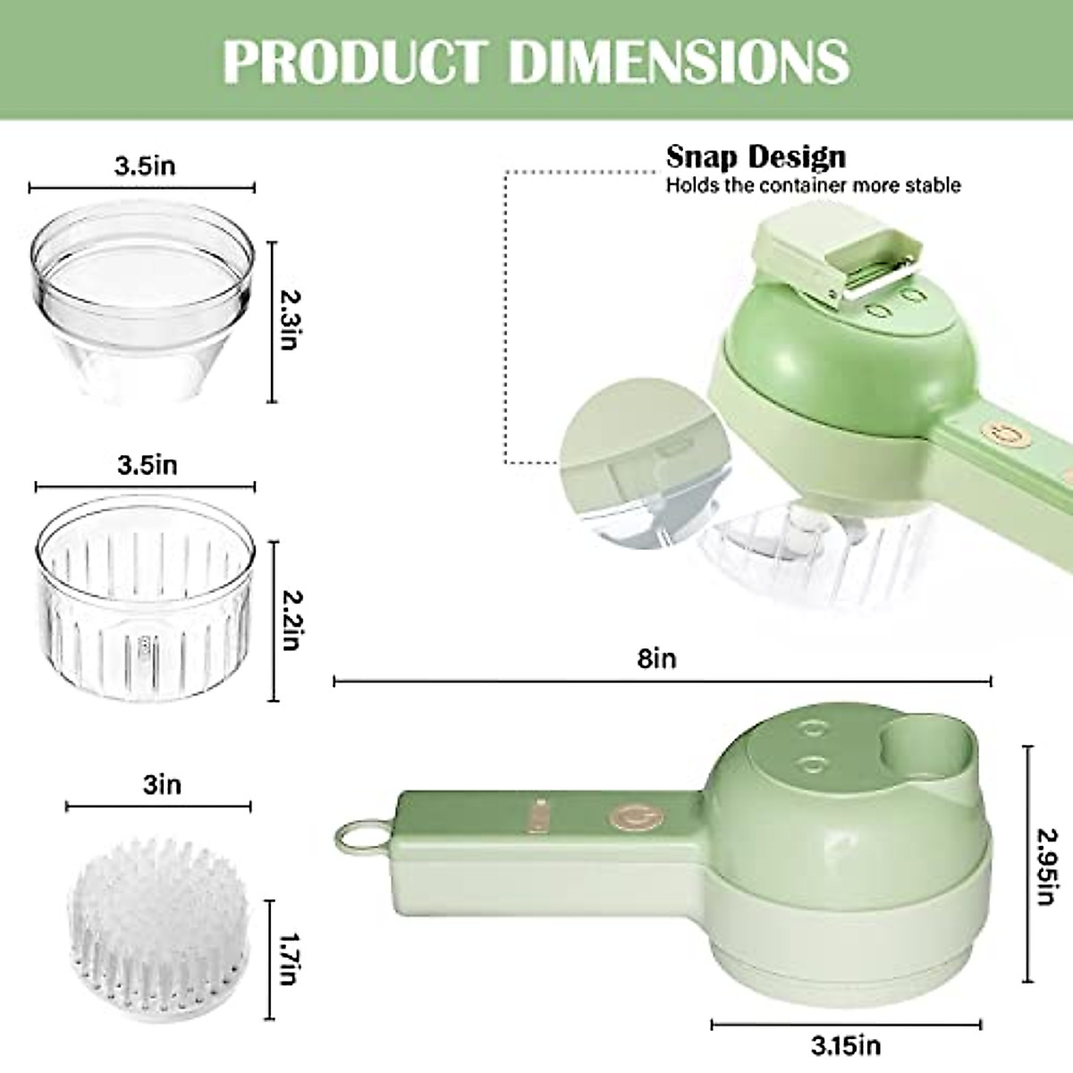 Arigold 1SPEEDS Handheld Vegetable Chopper: Cordless Mini Chopper, Food Dicer, and Onion Cutter - Versatile Vegetable Slicer Dicer. Comes with Egg and Cream Beater (Green)
