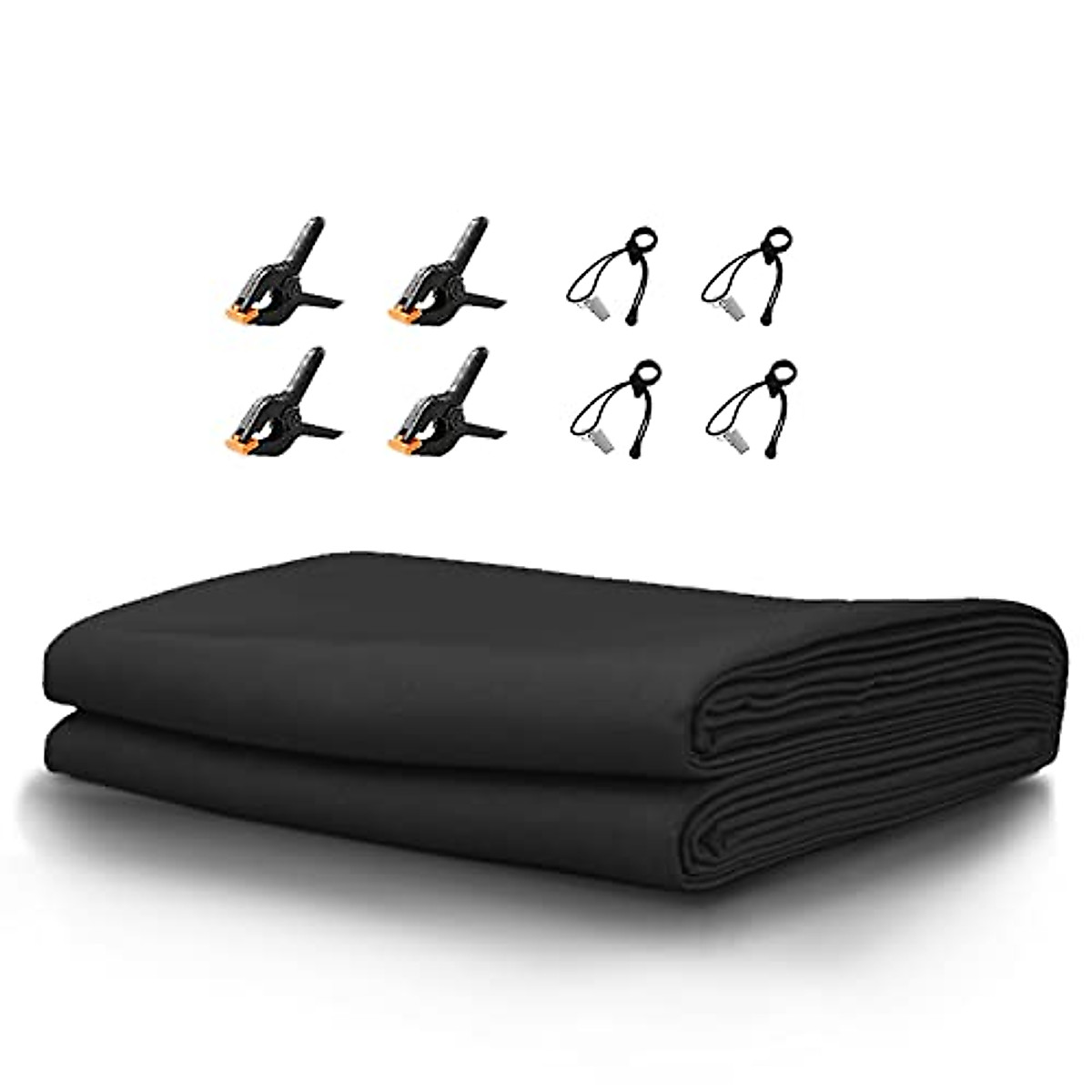 10x12ft Black Backdrop for Photography, CPLIRIS Black Photo Backdrop Collapsible Black Screen Curtain with 4 Spring Clamps and 4 Backdrop Clips for Party or Photoshoot