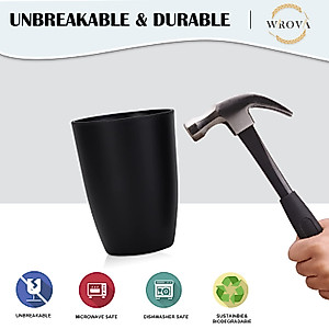 Wheat Straw Cups 8 PCS Good Alternative to Plastic Reusable Cups 12 oz Unbreakable Drinking Cup Reusable Dishwasher Safe Water Plastic Glasses Pure Black