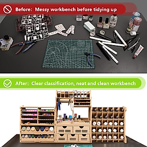 Bucasso Plastic Model Paint Rack Tool Storage Paint Storage Model Tool Storage Model Tool Storage Rack MDF Material Paint Rack Plastic Model Tool Storage Large Capacity Workbench GK RS