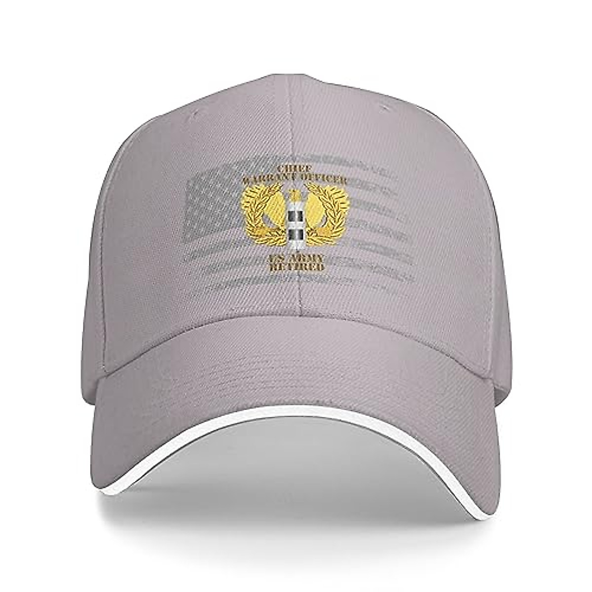 Army Retired Chief Warrant Officer Emblem Cw2 Hat Baseball Cap Duck Tongue Cap Adult Sandwich Hat Gray