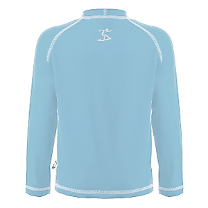 UZZI Kids UPF 50+ Loose Cut Long Sleeve Rashguard Swim T-Shirt (Medium, Light Blue)