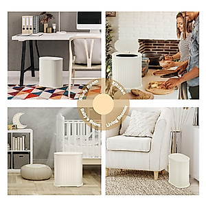 QINOFEN Stainless Steel Small Bathroom Trash Can with Pop up Lid 9L/2.4 Gallon Metal Waste Basket with Removable Liner Bucket,Slim Garbage Can Bin Under Desk/Sink for Bedroom,Office,Toilet,Diaper