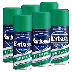Barbasol Soothing Aloe Thick and Rich Shaving Cream, 7 Ounce, Pack of 6
