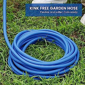 Flexible Garden Hose Water Pipe, 25FT Water Hose with Solid Brass Fittings, Durable No Kink Outdoor Hose Swivel Grip Heavy Duty Hose Pipe for Gardening Lawn Car Pet Washing, Blue