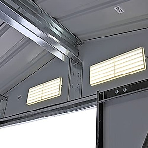 NBTiger 4.2’ x 7’ Large Outdoor Storage Shed, Sturdy Utility Tool Lawn Mower Equipment Organizer for Backyard Garden w/Gable Roof, Lockable Sliding Door, Vents - Grey