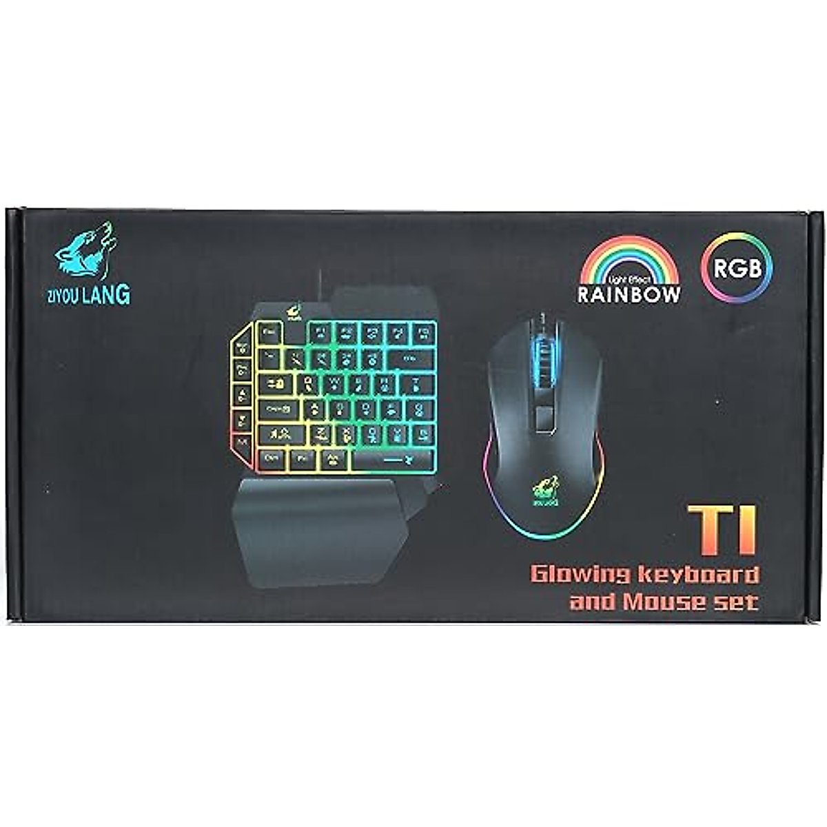 One Hand Gaming Keyboard and Mouse Combo, Wired 39 Keys Mechanical Feel Rainbow Backlit Keyboard+RGB Gaming Mouse+G6L LED Backlit Converter for Nintendo Switch/Xbox One/Xbox 360/PS4/PS3 /PC (Black)