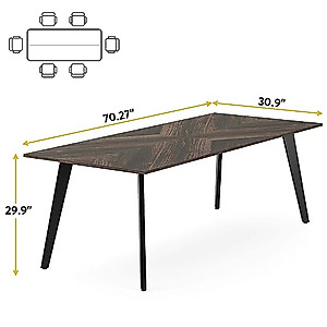Tribesigns 6FT Conference Table, 70.2”W X 30.9”D Rectangular Meeting Room Table Seminar Table, Large Computer Desk for Home Office (Brown)