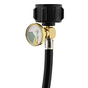 BISupply 4ft Propane Tank Gauge - Propane Hose Adapter 1lb to 20lb Fitting - Color Indicating Propane Gas Gauge
