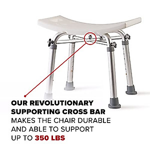 Dr. Kay’s Adjustable Bath Chair with Unique Heavy Duty Crossbar Supports, Shower Stool, Bathroom Chair, Safety Handicap Shower Chair for Inside Shower Seat, Shower Bench, 350 lb Capacity