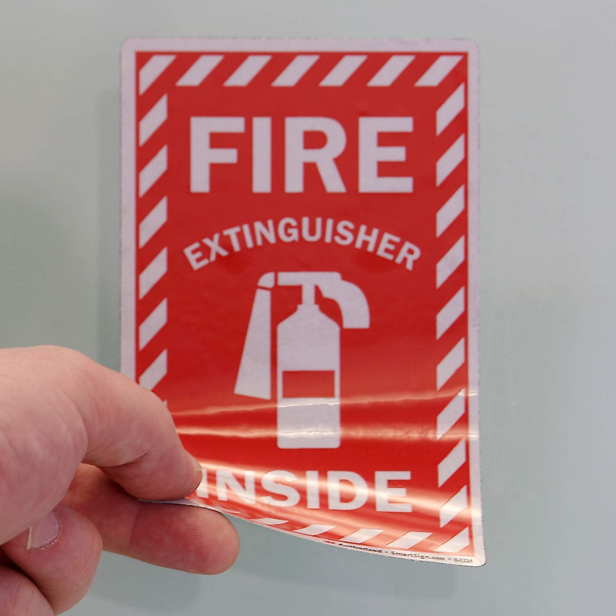 SmartSign Fire Extinguisher Inside Label | 4" x 6" Engineer Grade Reflective, Pack of 3, Made in USA