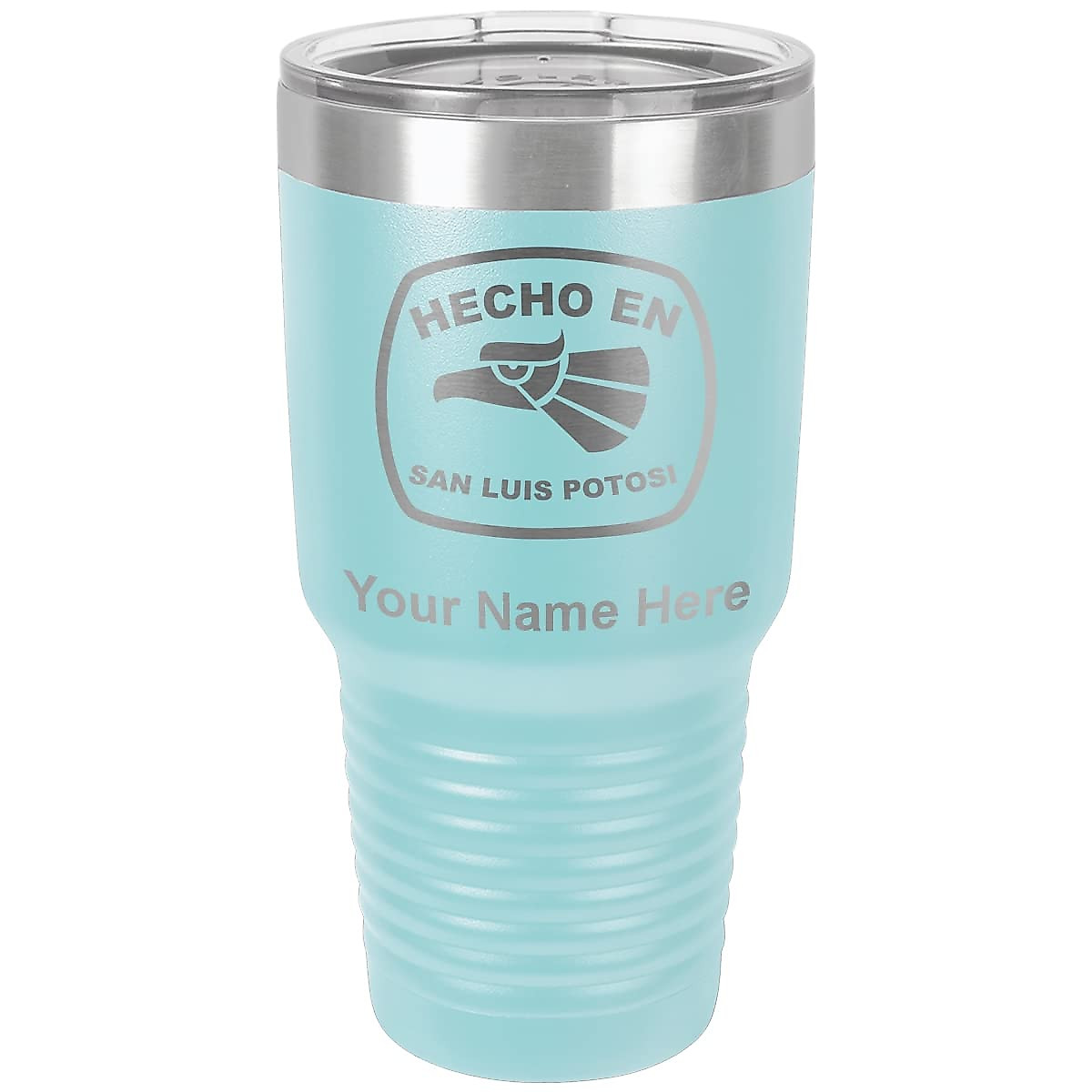 LaserGram 30oz Vacuum Insulated Tumbler Mug, Hecho en San Luis Potosi, Personalized Engraving Included (Light Blue)