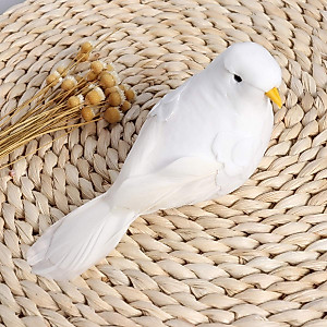 SEWACC Simulation Pigeon Ornaments Cute Foam Pigeons Artificial Feather Birds with Clips 2pcs for Decor