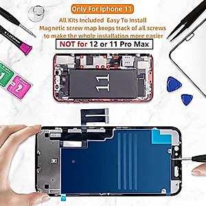 Bsz4uov for iPhone 11 Screen Replacement 6.1 3D Touch Screen LCD Display Digitizer for A2111, A2223, A2221 Cell Phone Repair Kits+ Waterproof Frame Adhesive Sticker+Screen Tempered Protector+Face ID