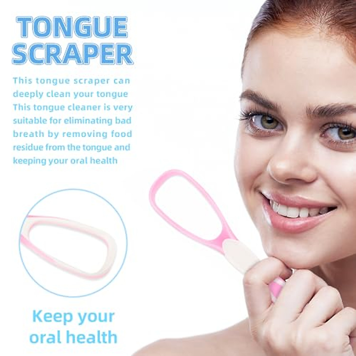 Denovin 6 Pack Tongue Scrapers for Adults, Tongue Cleaner for Oral Care, Tongue Scrubber Helps Reduce Bad Breath and Fresh Breath, Easy to Carry and Use (Pink and Blue)