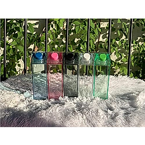 Clear Milk Carton Water Bottle, Aesthetic Water Bottles Square Milk Storing Containers Reusable Water Tumbler Cute Kawaii Water Bottle