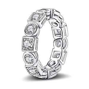Raivari Moissanite Eternity Wedding Band Ring, 2.8ctw 3.5mm D Color Lab Diamond 18K Gold Plated Silver Ring for Women With Certificate 7