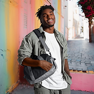 Dalix 14" Small Duffle Bag Two Toned Gym Travel Bag in Black Gray