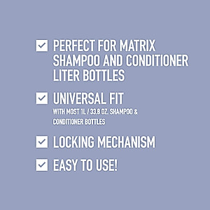 Matrix Universal Dispensing Pump | Shampoo and Conditioner Bottle Pump | Fits 1L Bottles (33.8oz) | Black