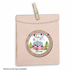 Glamping, Glamorous Camping Girl Birthday Party Thank You Sticker Labels, 40 2" Party Circle Stickers by AmandaCreation, Great for Party Favors, Envelope Seals & Goodie Bags