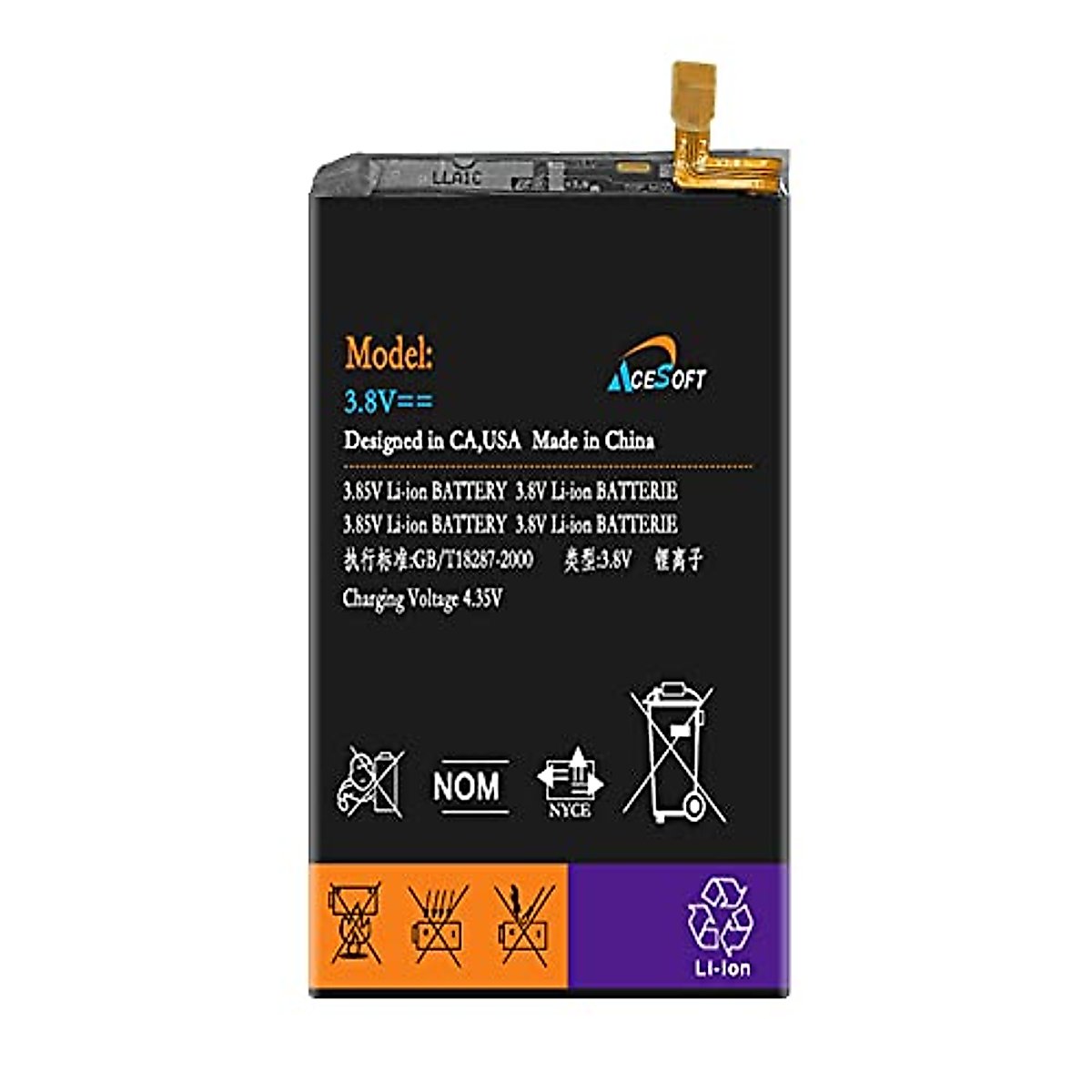 AceSoft Large Power Boosting 2255mAh Extended Slim Durable Main Battery Compatible with Samsung Galaxy Z Fold 2 5G SM-F916U Verizon/AT&T/T-Mobile/U.S. Cellular